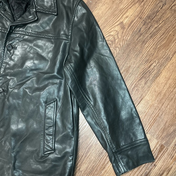 GAP | Jackets & Coats | Vintage Gap Mens Leather Jacket Black Button ...